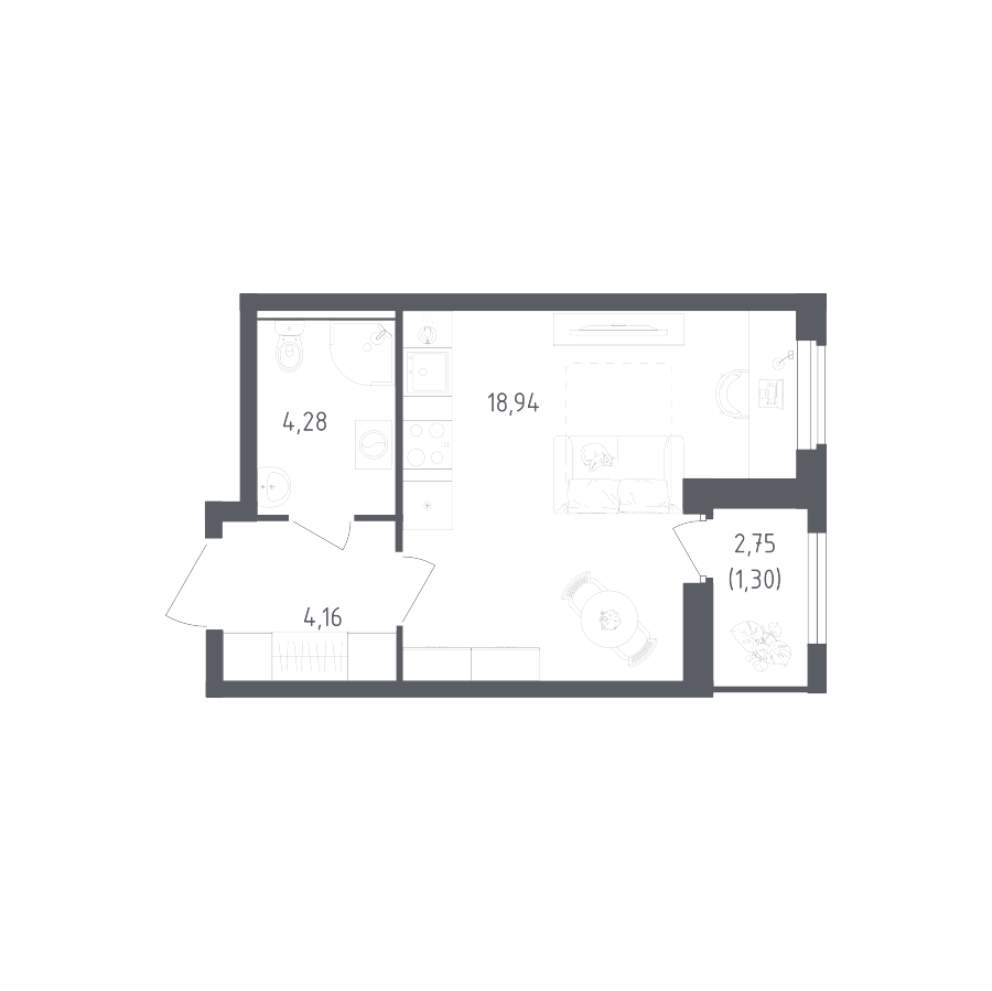 Купить 1-комнатную студийную квартиру №35 в корпусе №2 в ЖК «Южная Нева ...